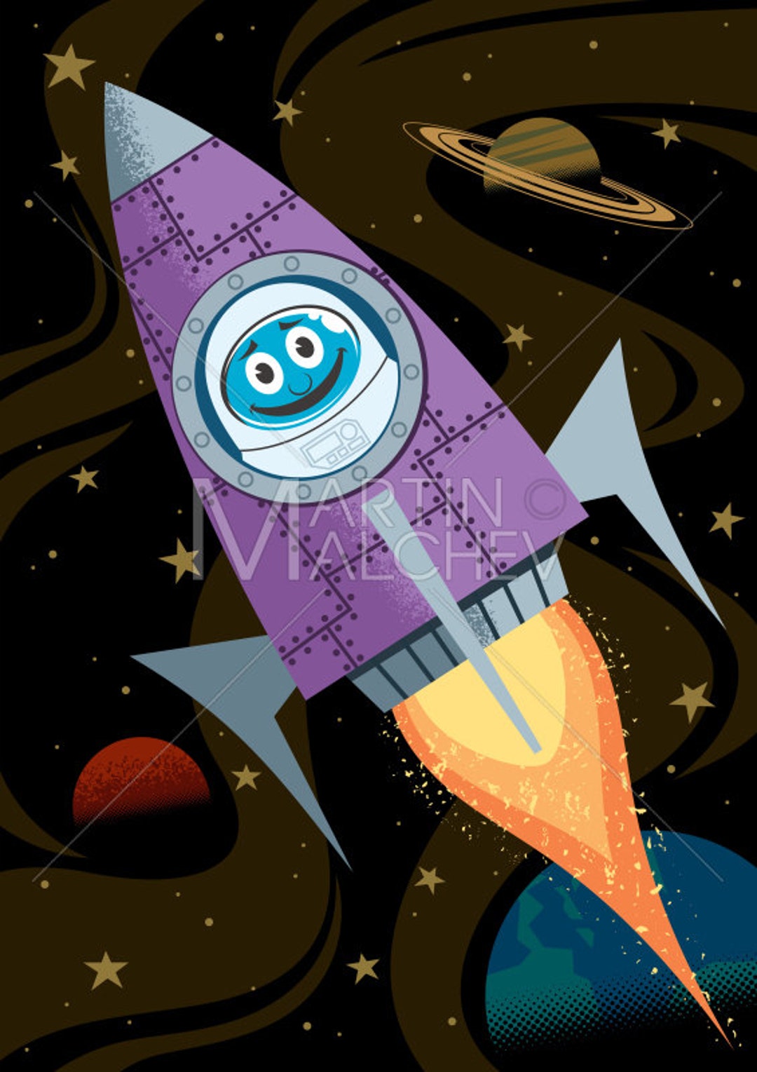 In Space Vector Cartoon Illustration. Cosmos, Scene, Mission, Rocket ...
