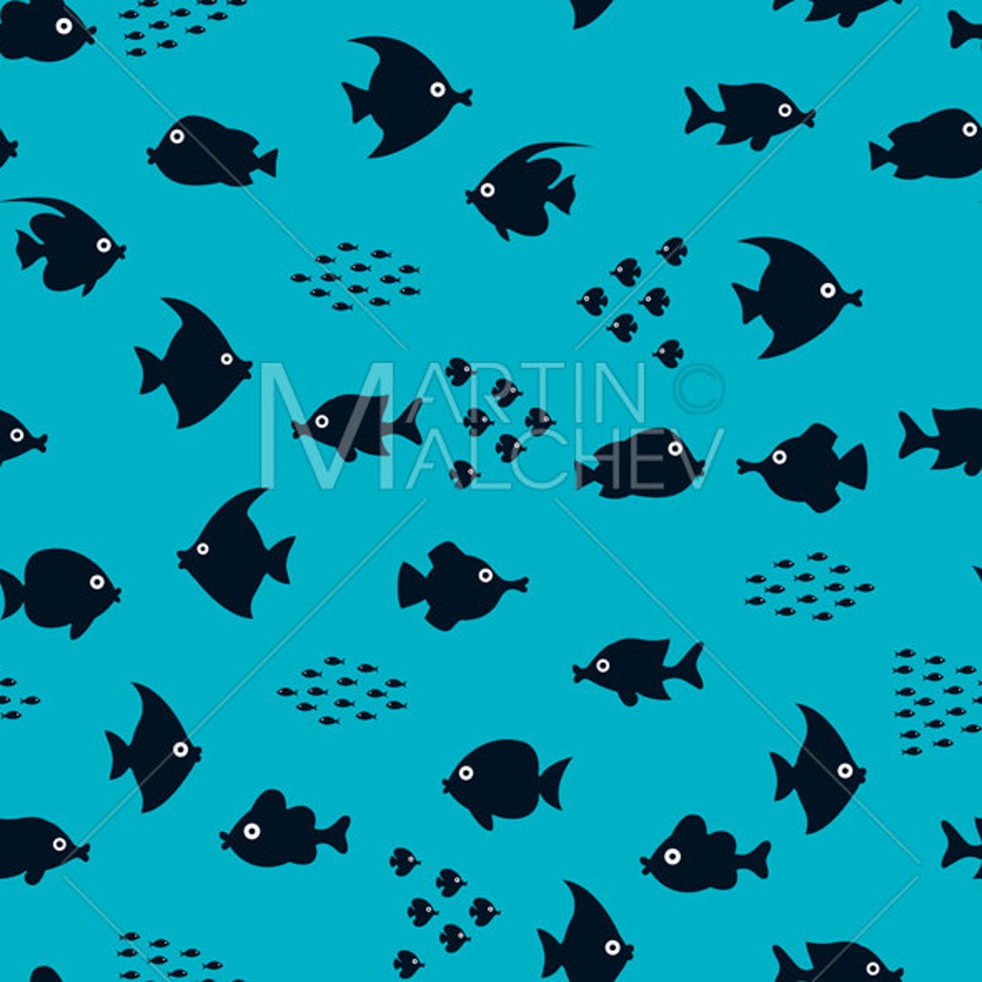 Cartoon Fish Silhouette Pattern Vector Illustration Cartoon - Etsy