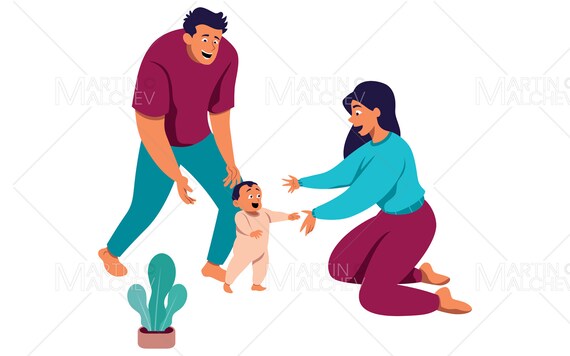 Baby First Step Vector Illustration. Walking Growing Growing - Etsy