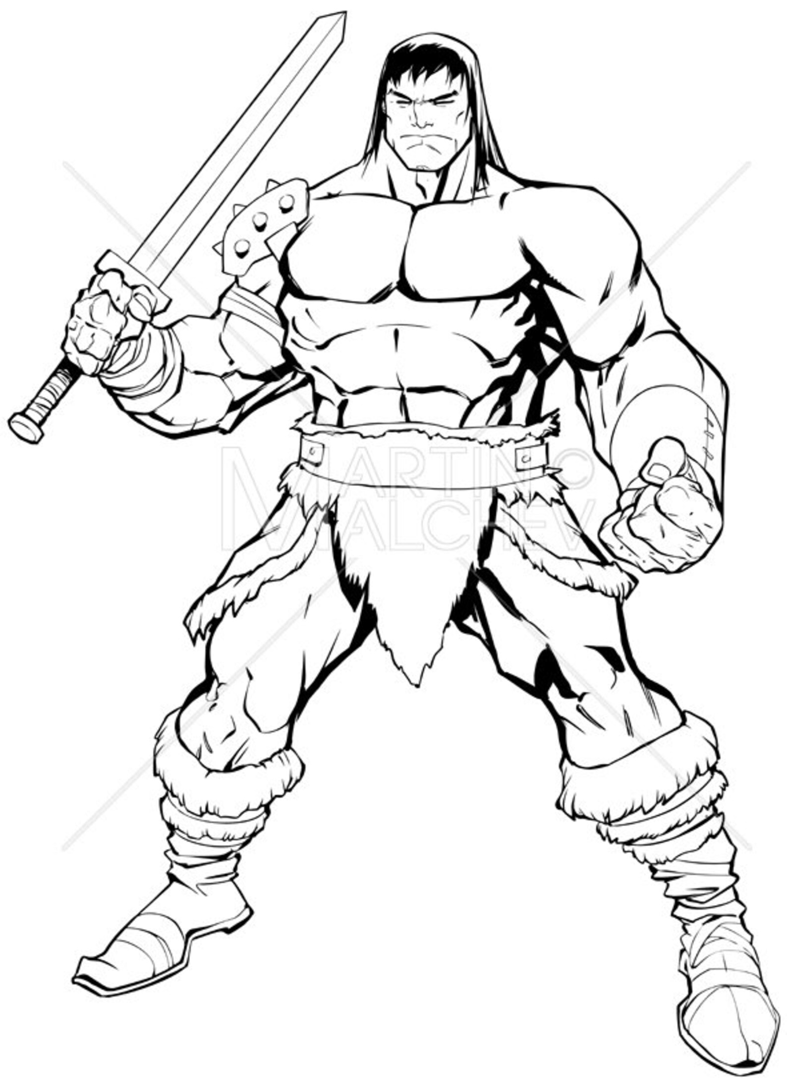Barbarian Isolated Vector Illustration. Warrior, Conan, Gladiator ...