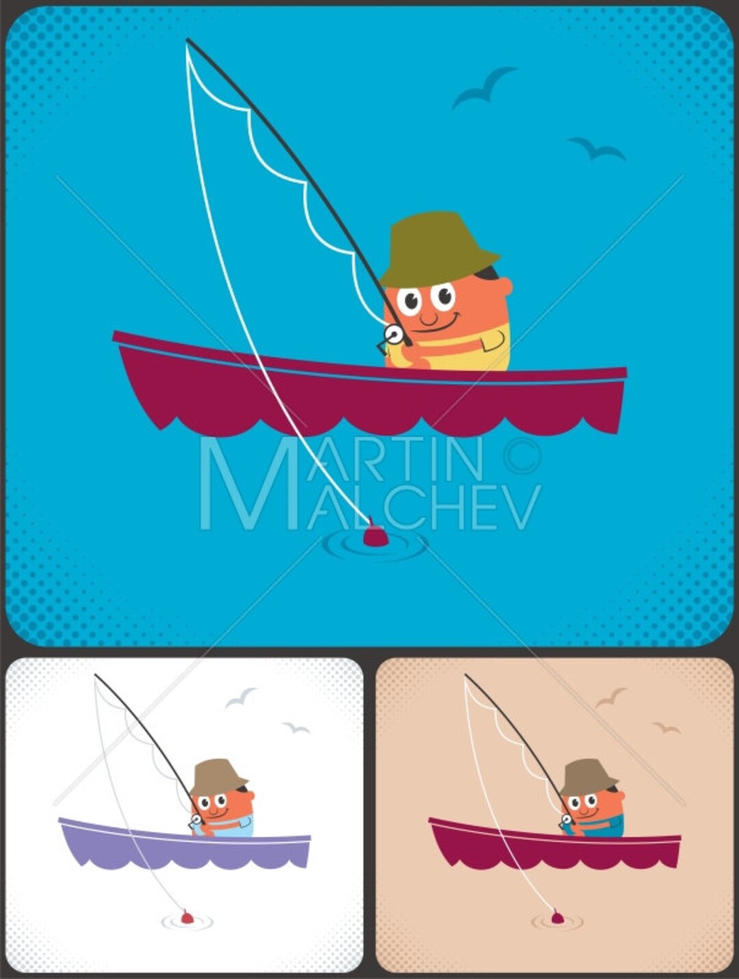 Fishing Vector Cartoon Illustration. Fisher Fisherman Man - Etsy