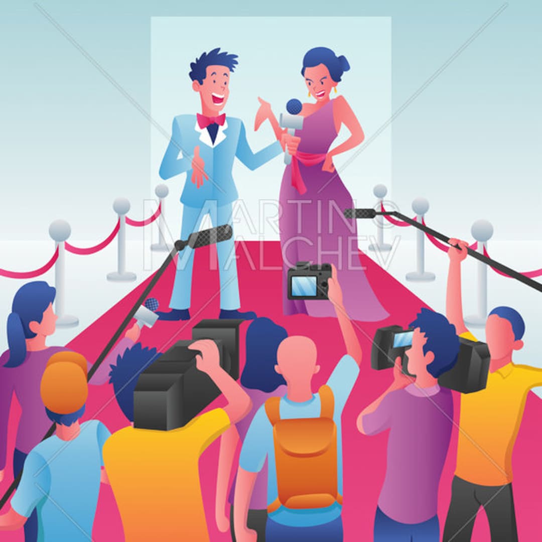 Red Carpet Interview Vector Illustration Celebrity Interview - Etsy