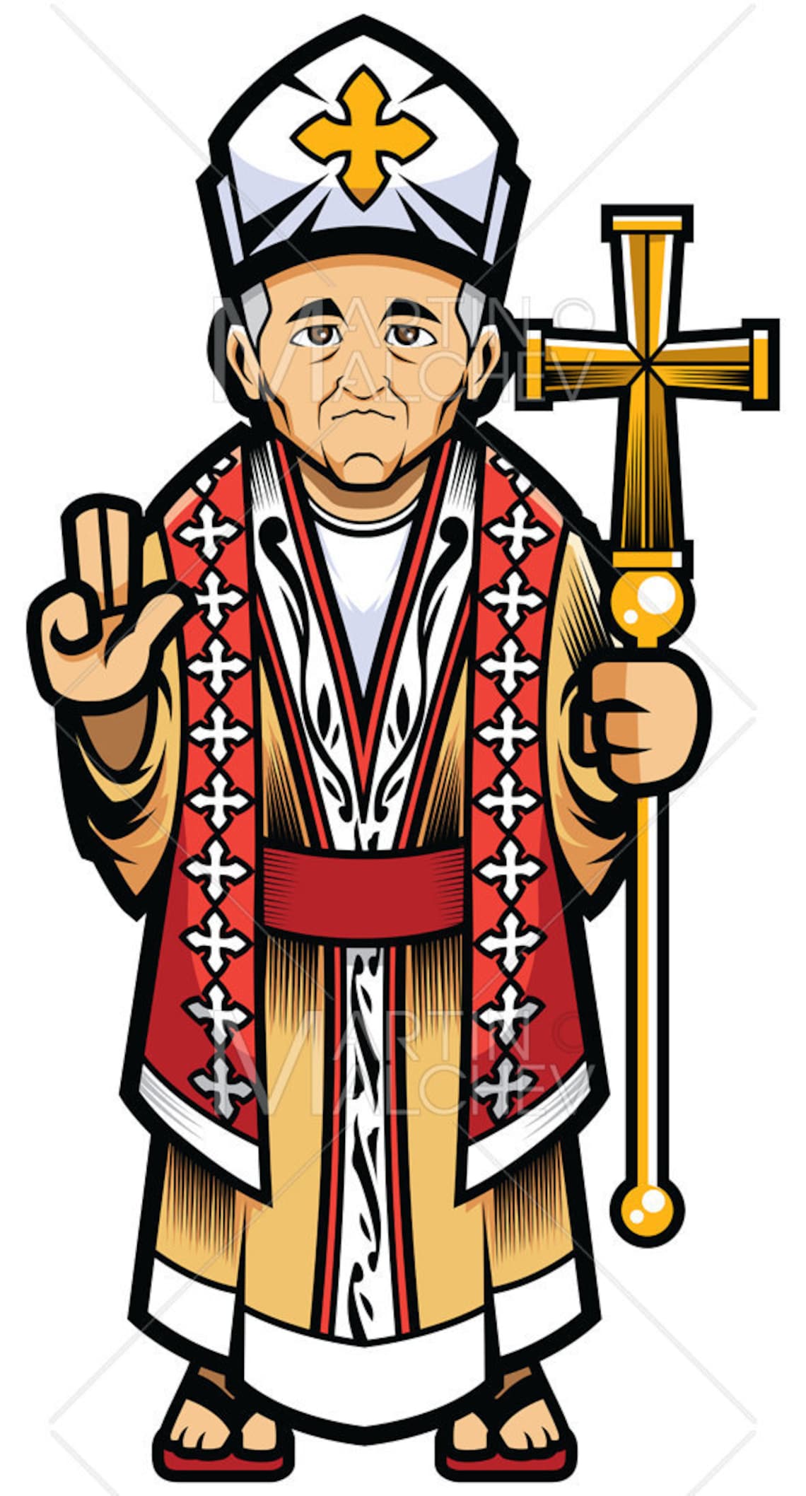 Bishop on White Vector Illustration Pope Bishop Cardinal - Etsy