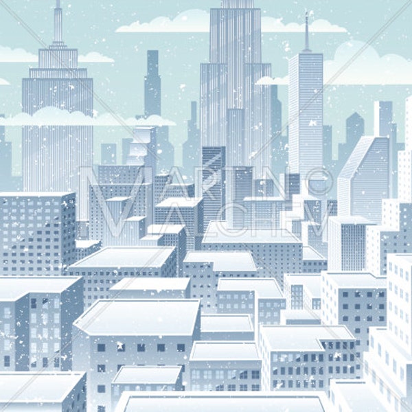 Winter Metropolis Art - Etsy