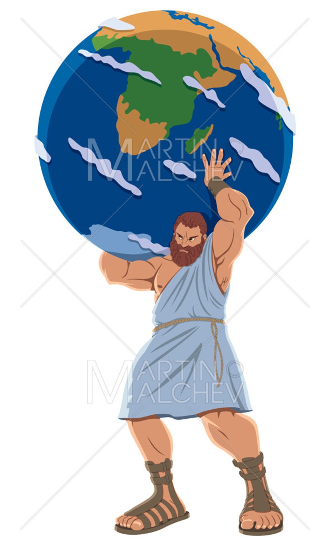 Atlas on White Vector Illustration. Shrug, Titan, Giant, God, Roman ...