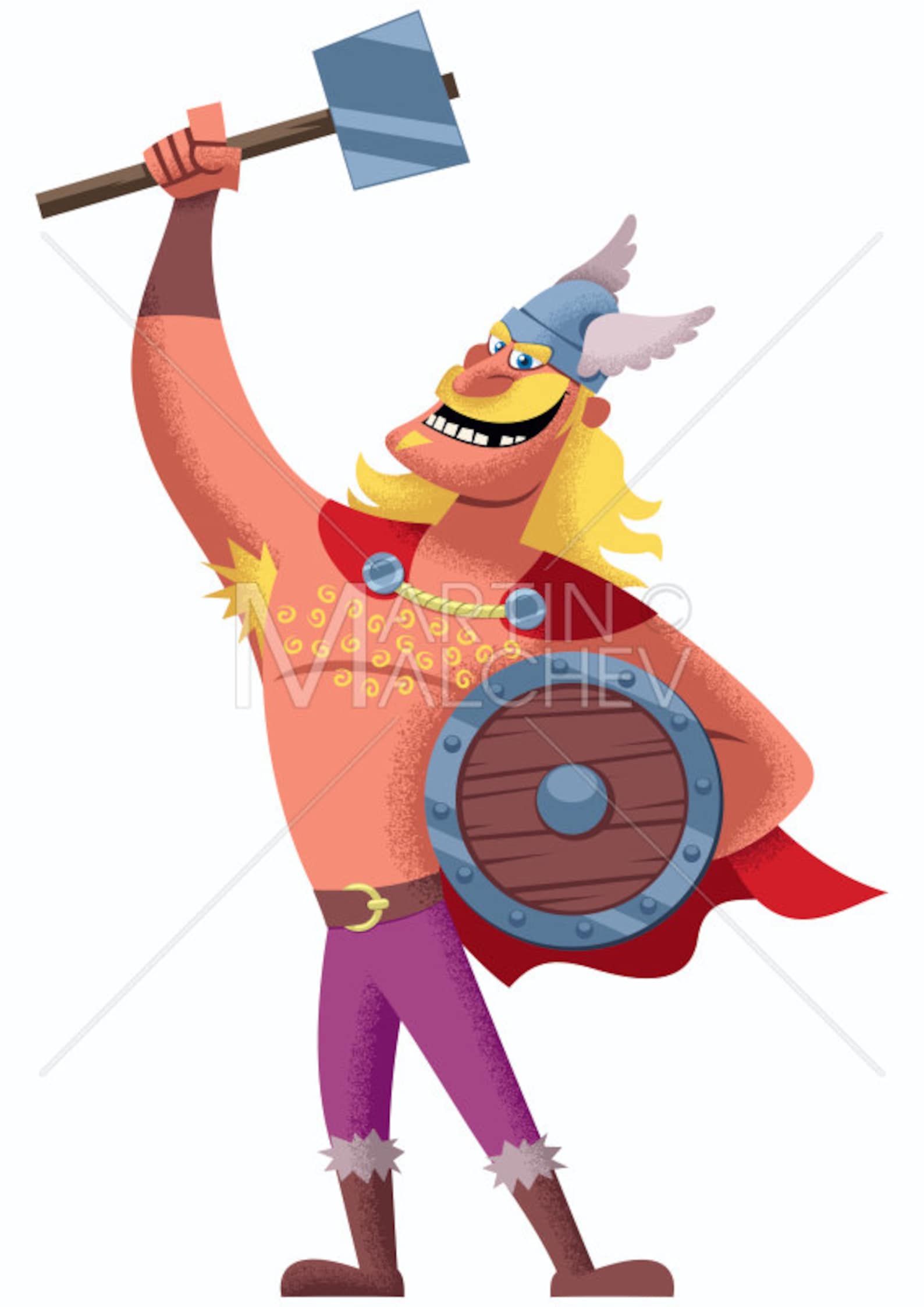 Viking God Thor Vector Cartoon Clipart Illustration. Character, Warrior ...