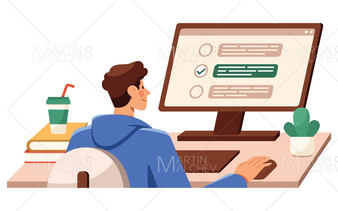 Online Test Survey Vector Illustration. Poll, Study, Person, Survey ...