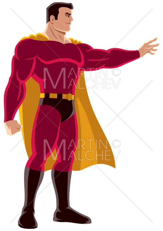 Superhero Power Vector Cartoon Clipart Illustration. Super | Etsy