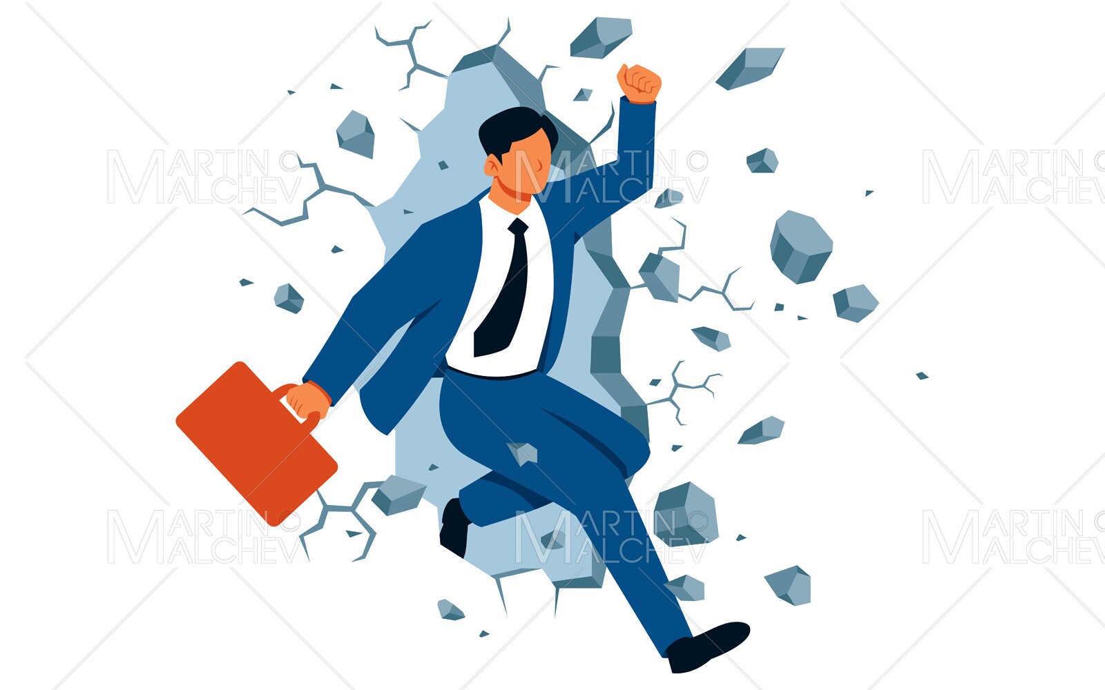 Person Breaking Through Wall