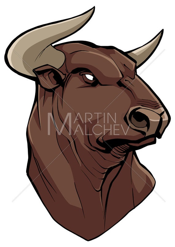 Cabeza de toro en blanco Ilustración vectorial. rostro | Etsy México