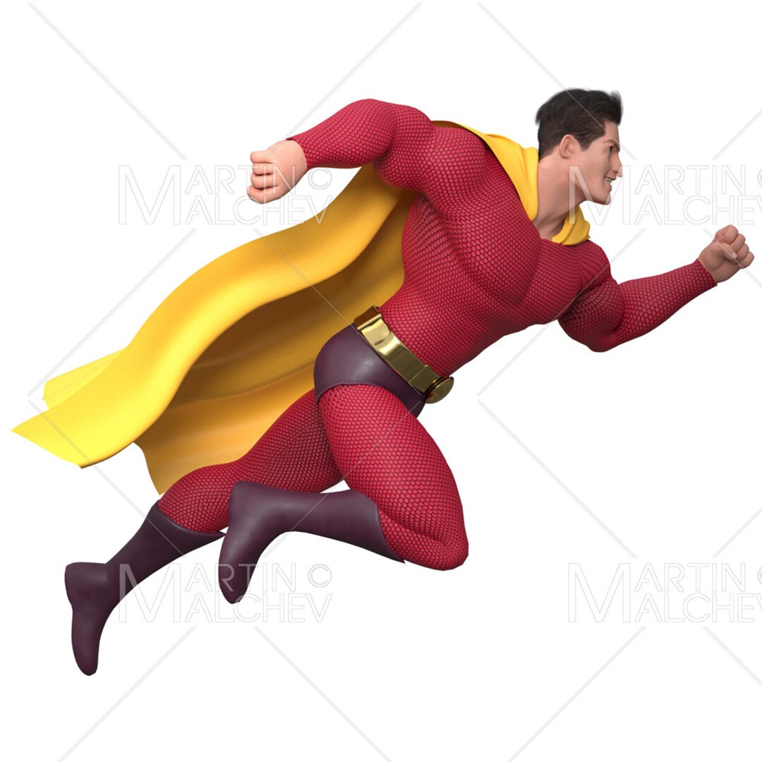 Superhero Running Isolated 3D Render. Man, Hero, Cape, Superhero, Super ...