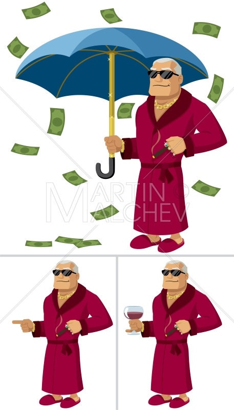 Rich Man Vector Cartoon Illustration. Wealthy, Successful, Millionaire ...