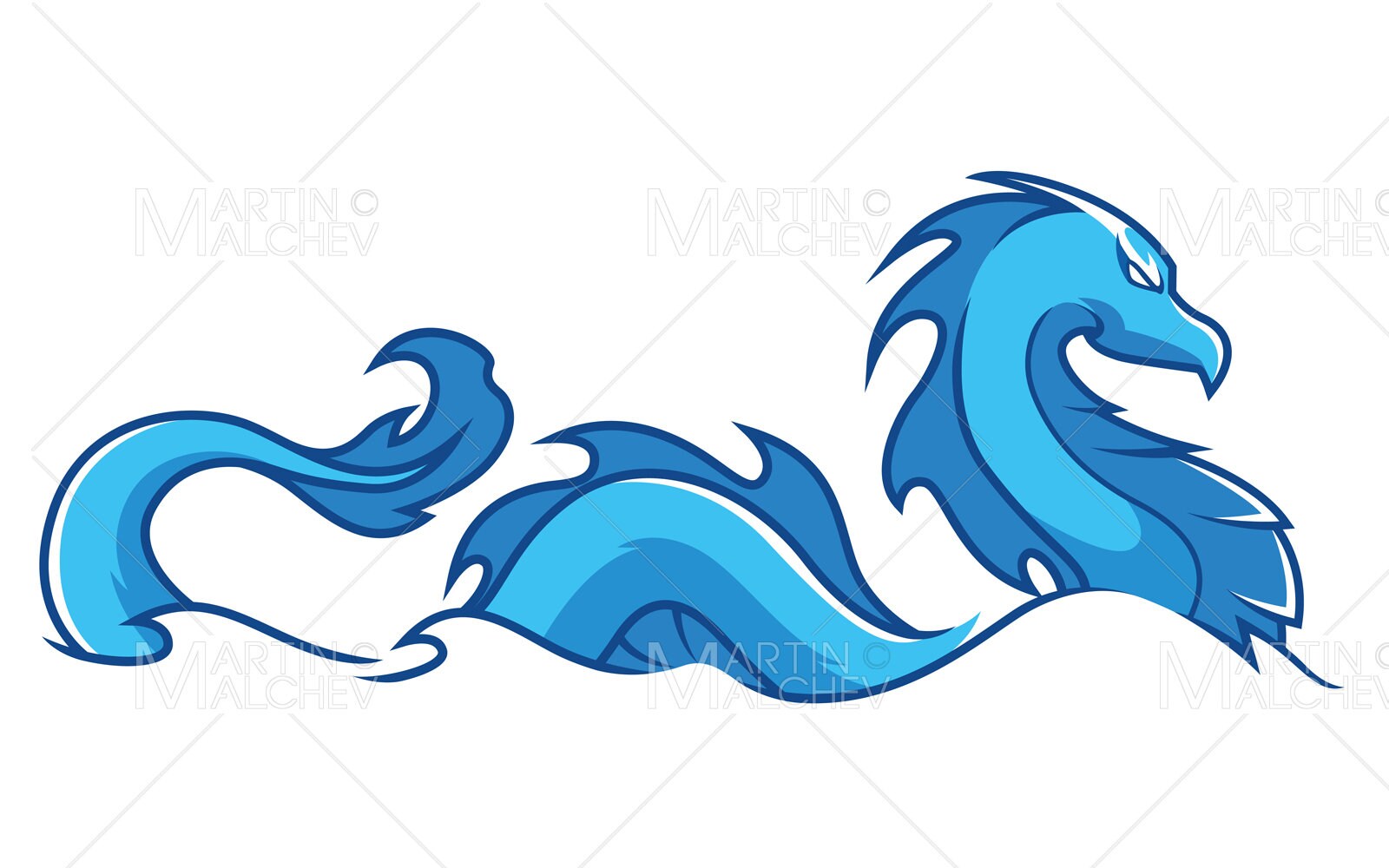 Water Dragon Mascot Vector Illustration. Dragon, Mascot, Logo, Chinese ...
