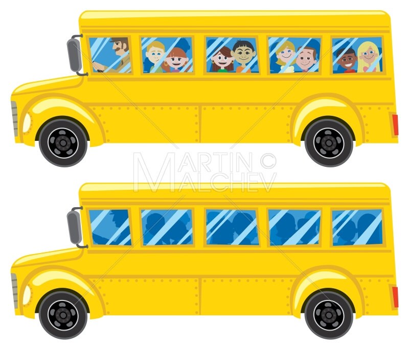 Cartoon School Bus Side View