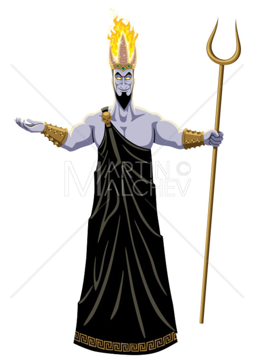 Hades on White Vector Cartoon Illustration. Pluto, God, Lord, Roman ...