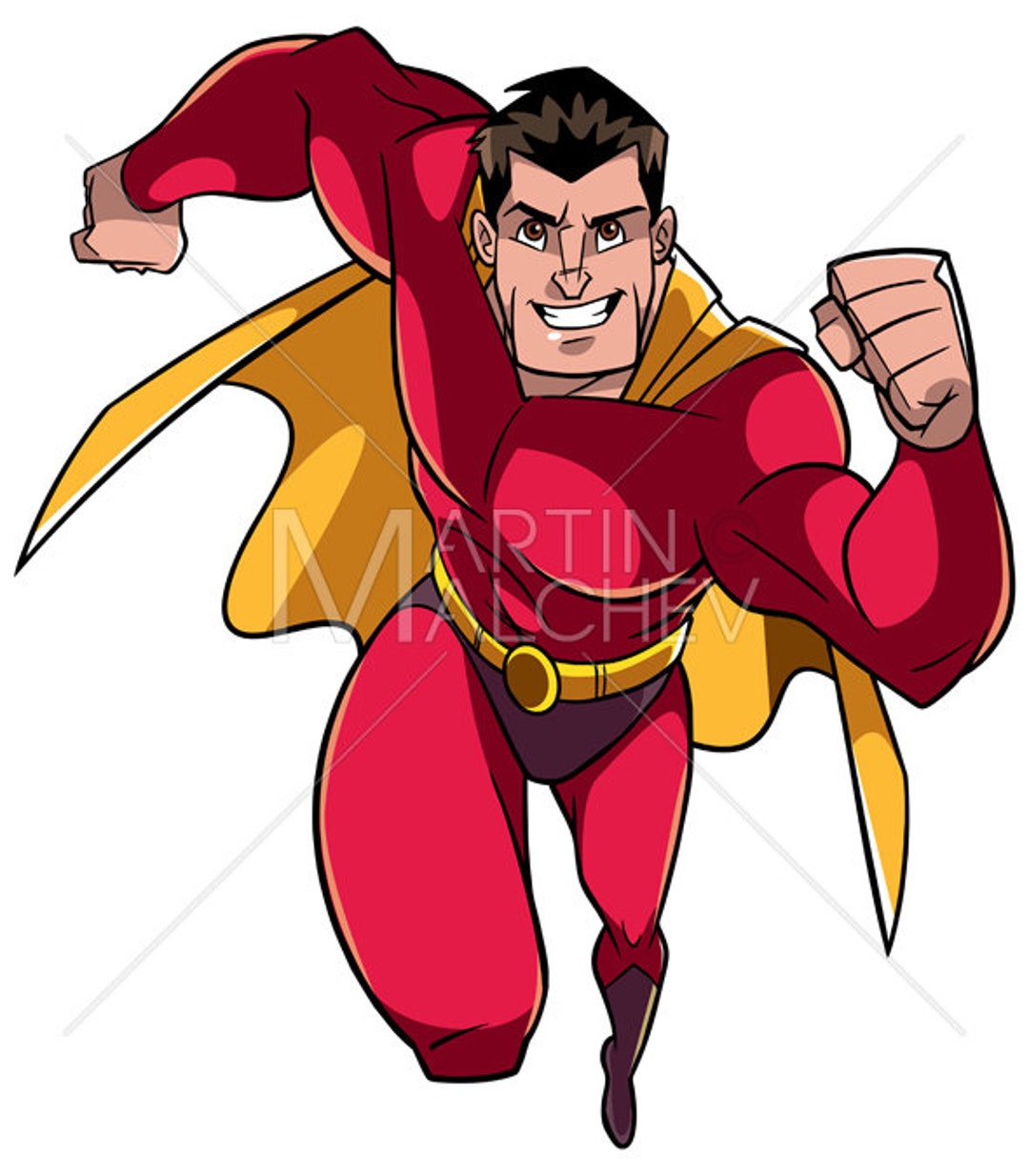 Superhero Running Frontal View Vector Cartoon Illustration. Man, Hero ...