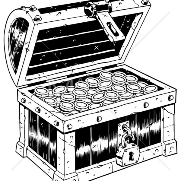 Treasure Chest Line Art - Etsy