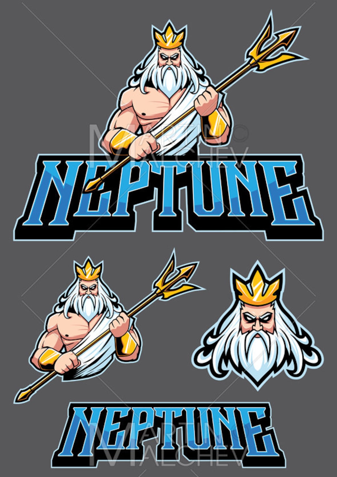 Cartoon Neptune God