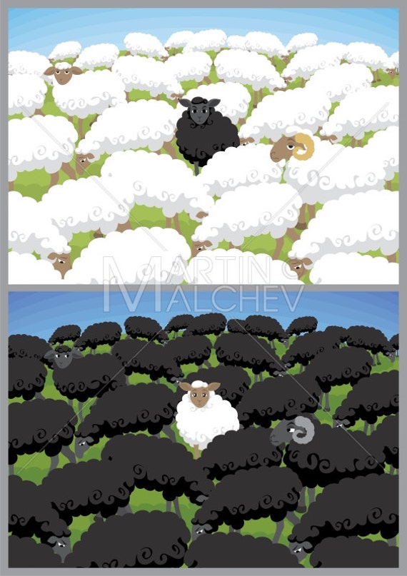 Cartoon Sheep Herd