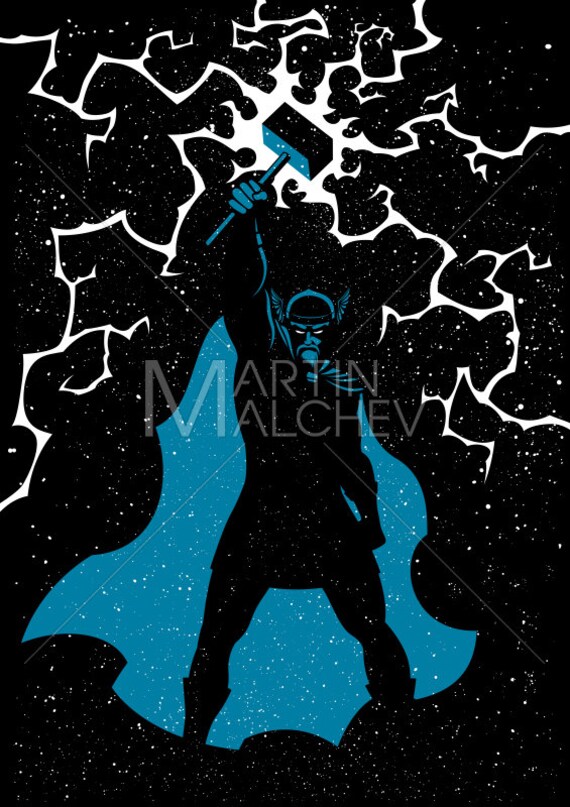 Thor Vector Cartoon Illustration. Donar God Mythology | Etsy Hong Kong