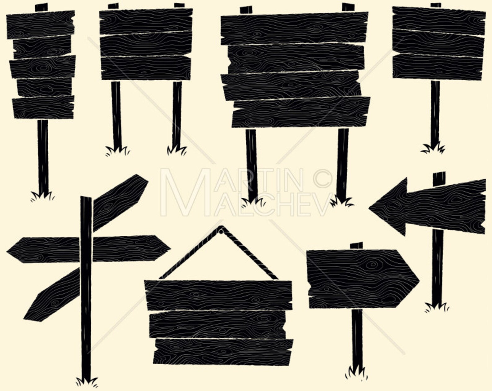 Wooden Signs Vector Cartoon Illustration. Sign Board - Etsy