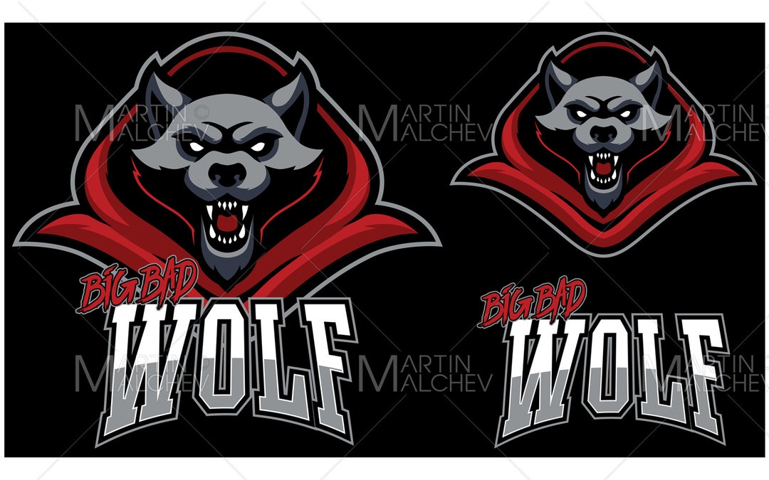 Big Bad Wolf Mascot Vector Clipart Illustration Digital Download in Ai ...