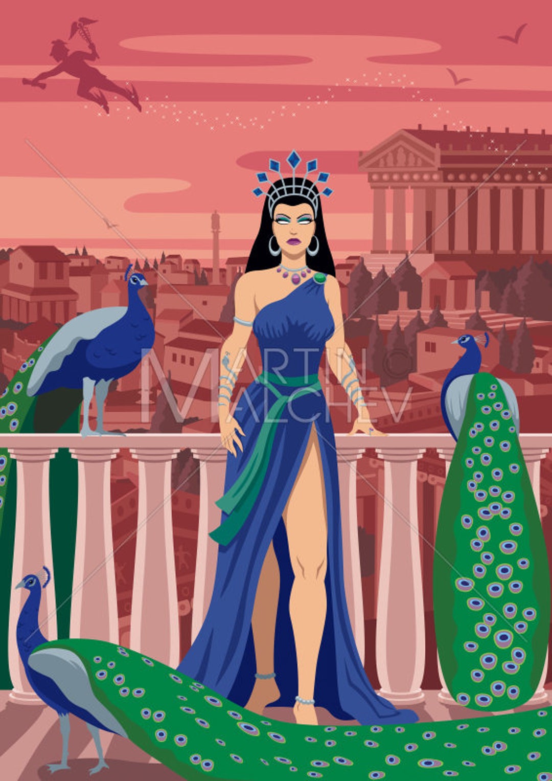 Hera Vector Cartoon Clipart Illustration. Juno, Goddess, Queen, Greek ...