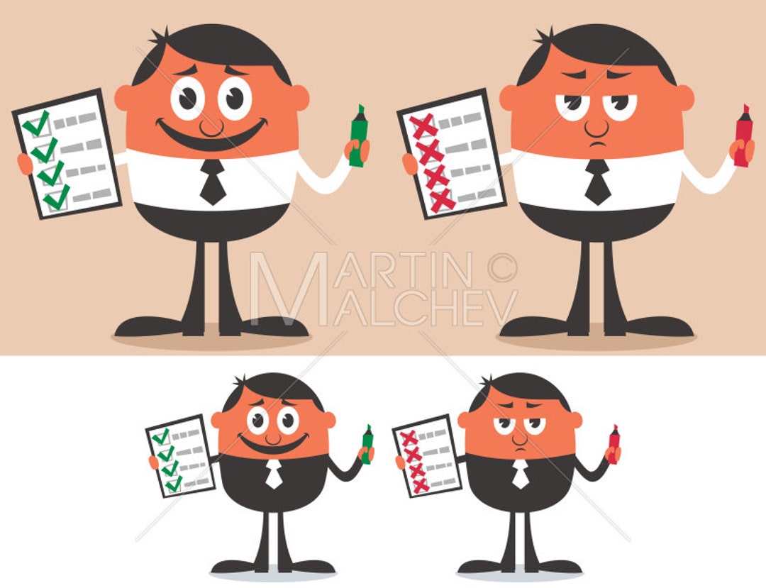 Checklist Vector Cartoon Illustration. Check, Checking, Man, Character ...