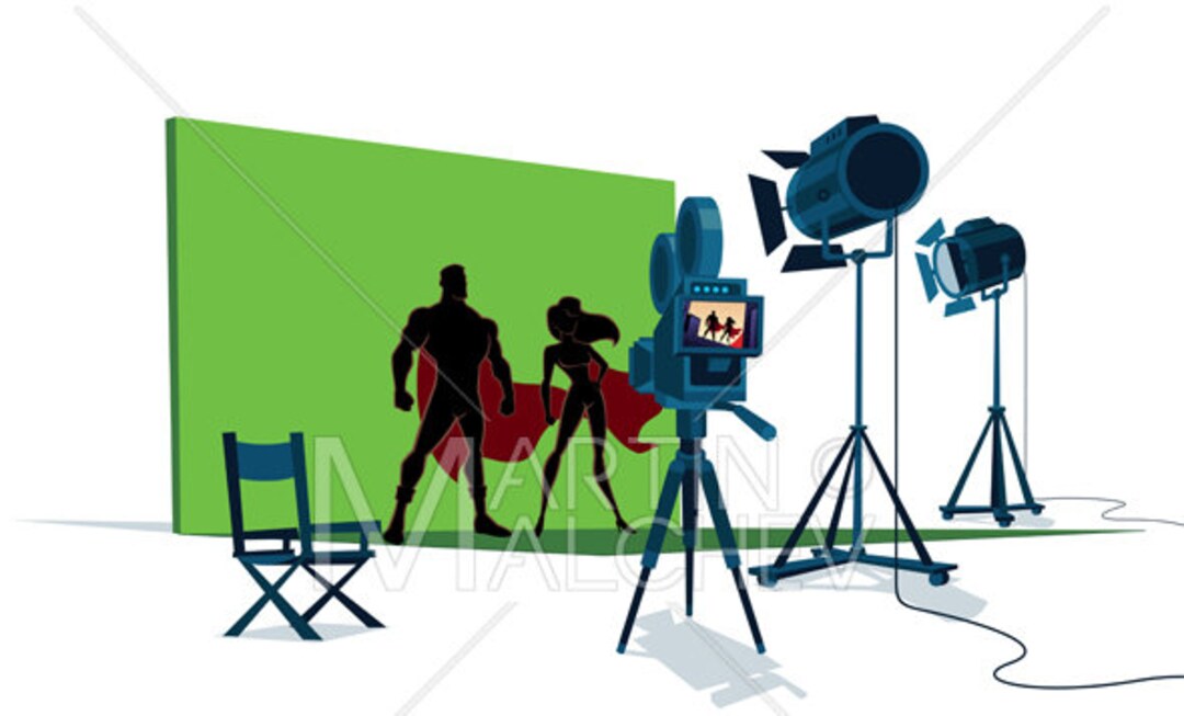 Superhero Movie Set Vector Illustration Studio, Movie, Film, Production ...