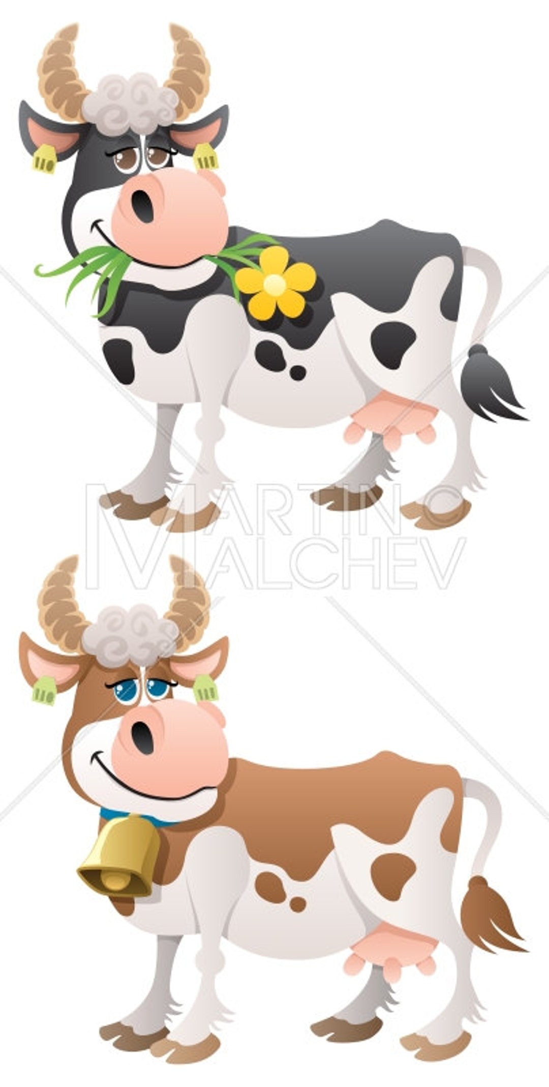 Cow Vector Cartoon Clipart Illustration. Animal, Character, Happy ...