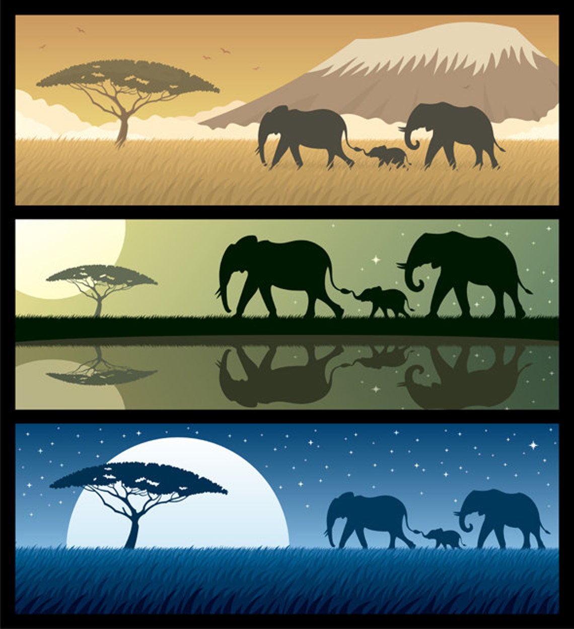 Africa Landscapes Vector Cartoon Illustration. African, Landscape ...