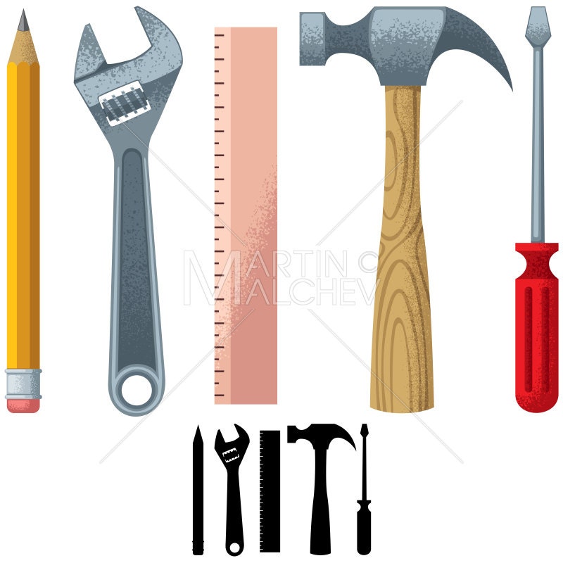 Tools Vector Cartoon Illustration. Tool, Hand, Work, Manual, Pencil ...