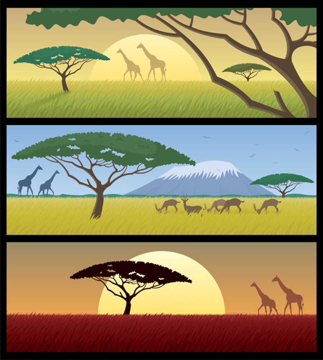 Africa Landscapes Vector Cartoon Illustration. African - Etsy