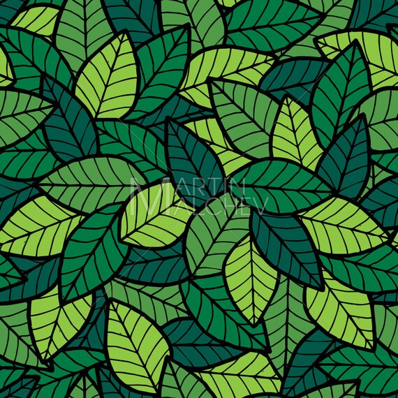 Leafs Seamless Pattern Spring Vector Illustration. Leaf - Etsy