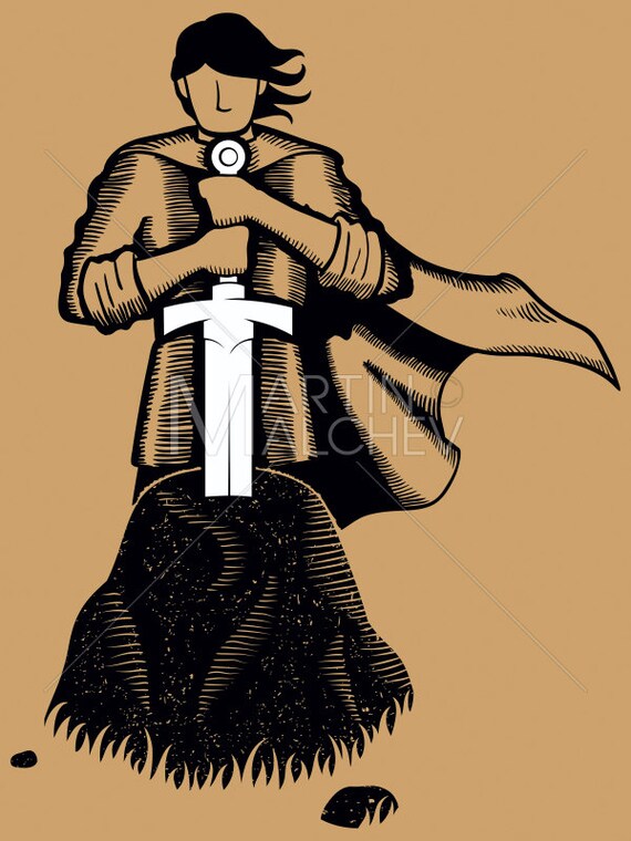 King Arthur Vector Cartoon Illustration. knight excalibur | Etsy