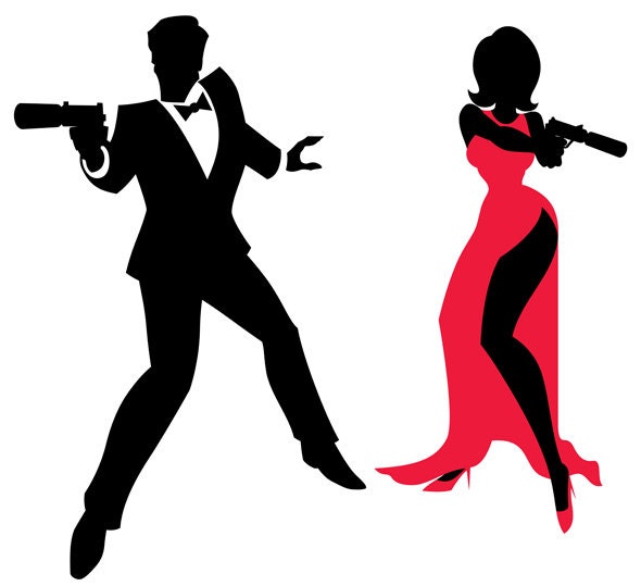 Spy Couple Vector Cartoon Illustration. Secret Agent, Family, 007, Man ...