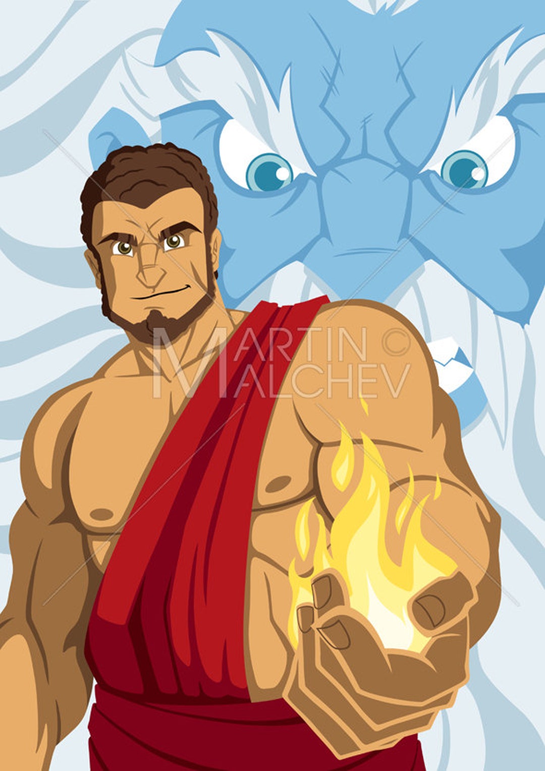 Prometheus Vector Illustration. Titan Greek Roman - Etsy