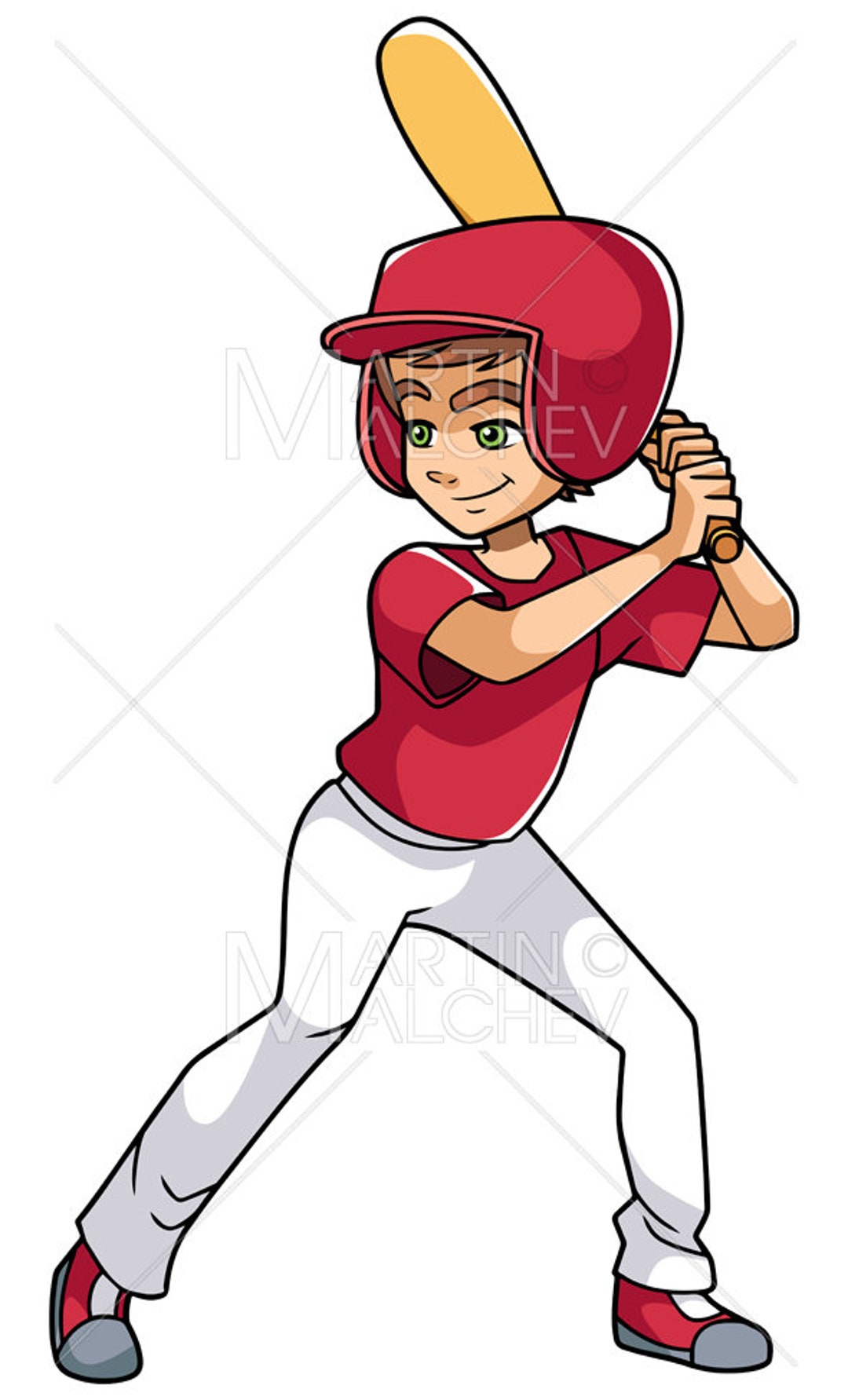 Cartoon Kid Baseball Batter