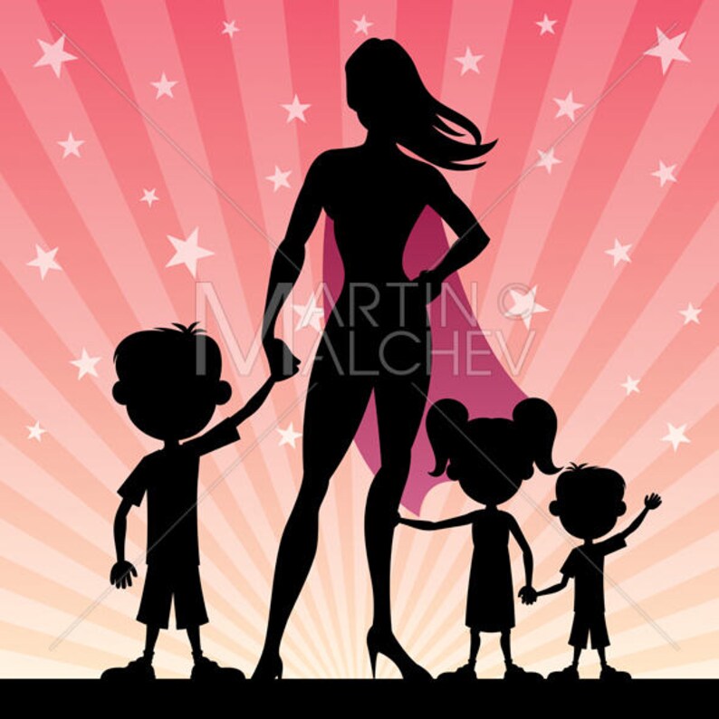 Super Mom Vector Cartoon Clipart Illustration. Mother, Mom, Mommy, Hero ...