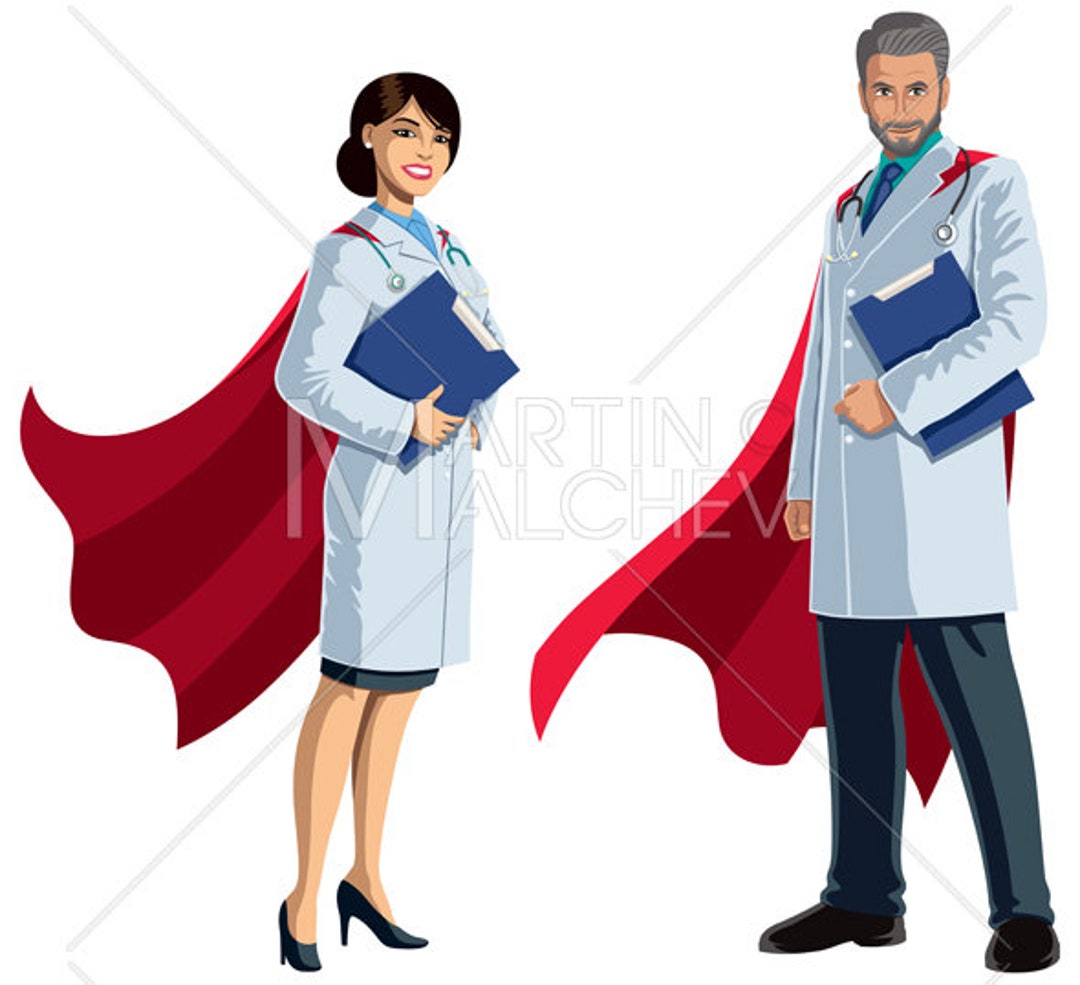 Doctor Superheroes on White Vector Illustration Health Care, Worker ...