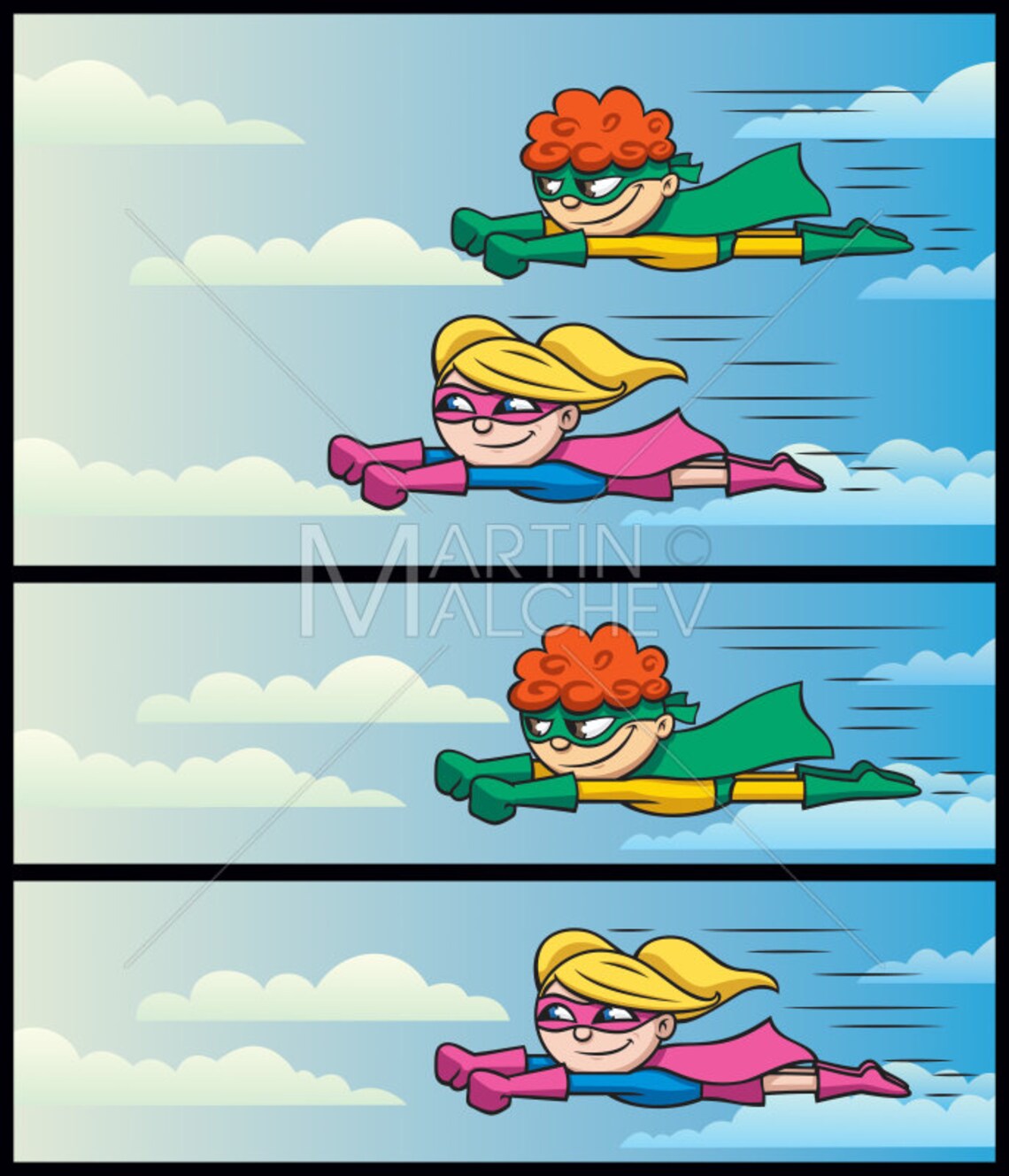Super Kids Flying Vector Cartoon Illustration. Hero, Superhero, Child ...