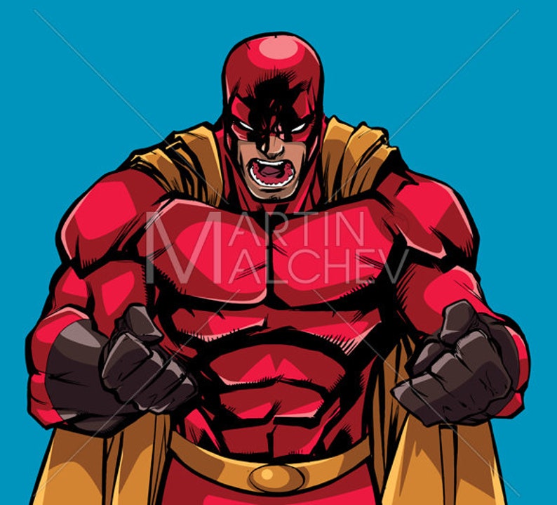 Raging Superhero Scream 2 Vector Illustration. Super, Hero, Man, Power ...