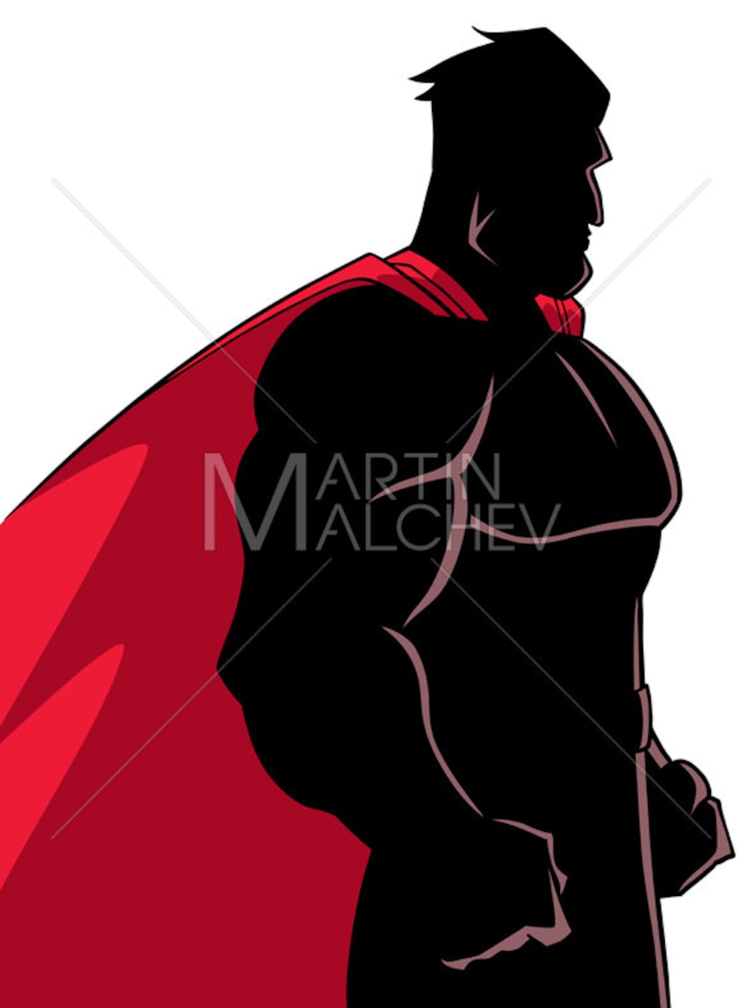 Superhero Side Profile Silhouette Vector Illustration. Man, Hero, Cape ...