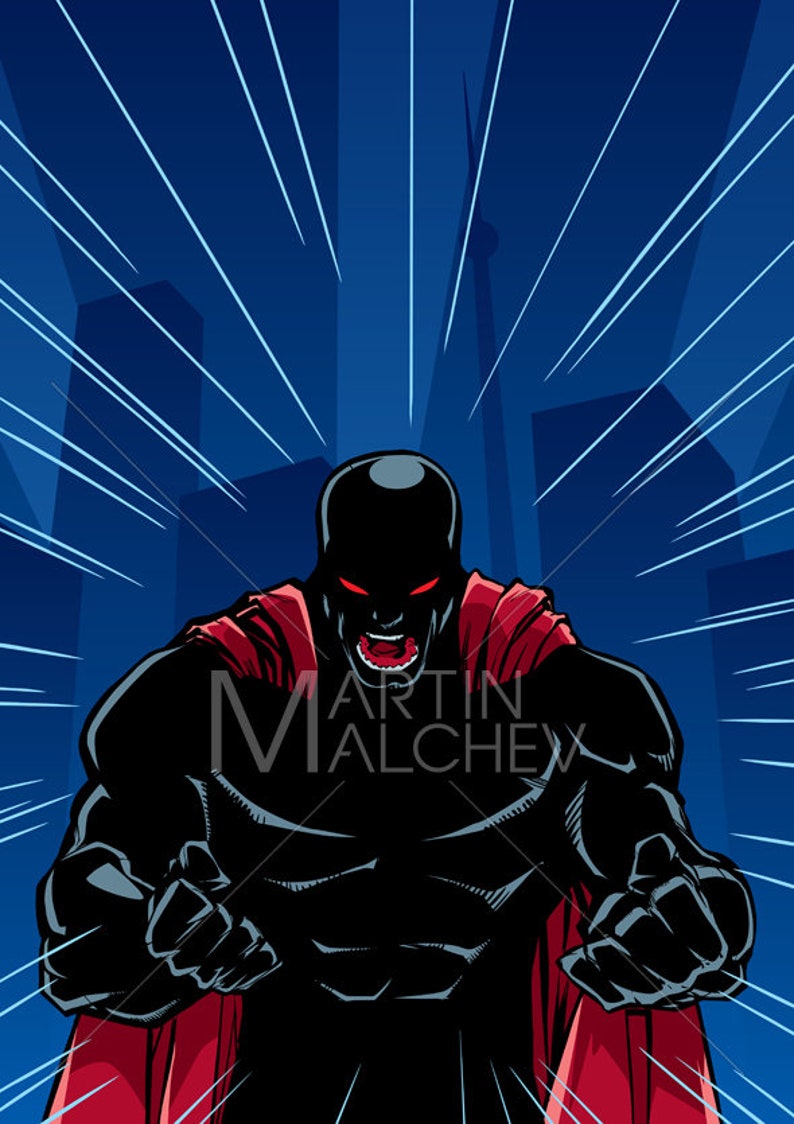 Screaming Superhero Background Silhouette Vector Illustration. Super ...