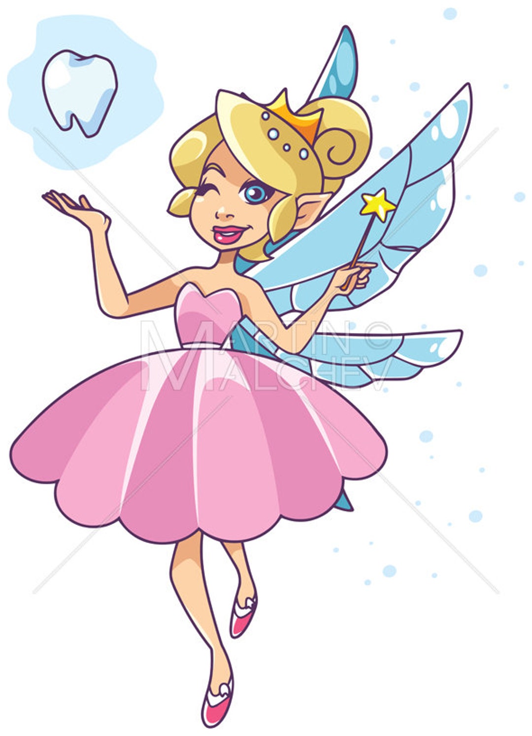 Tooth Fairy on White Vector Cartoon Illustration. Fairy, Teeth, Girl ...