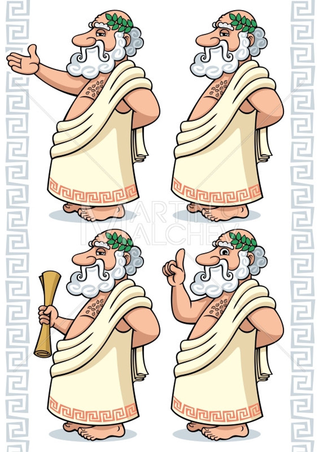 Greek Philosopher Vector Cartoon Illustration. Roman, Emperor, King ...