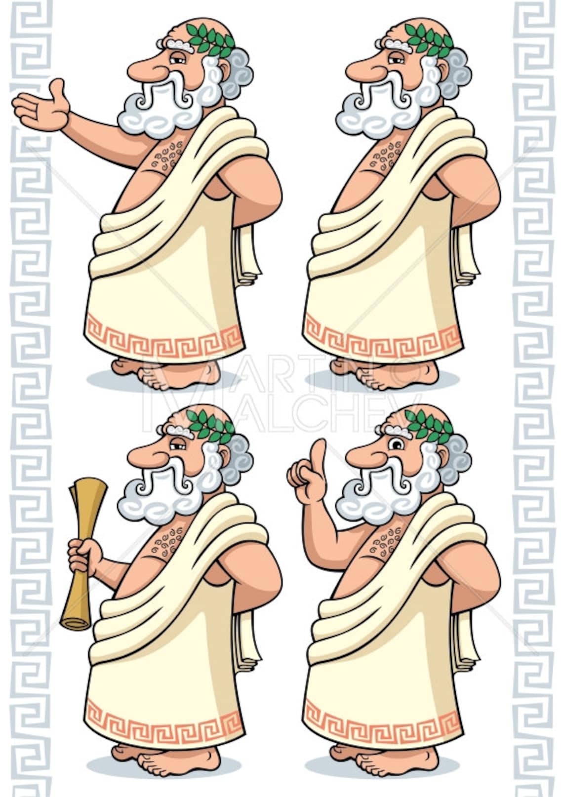 Greek Philosopher Vector Cartoon Illustration. Roman | Etsy