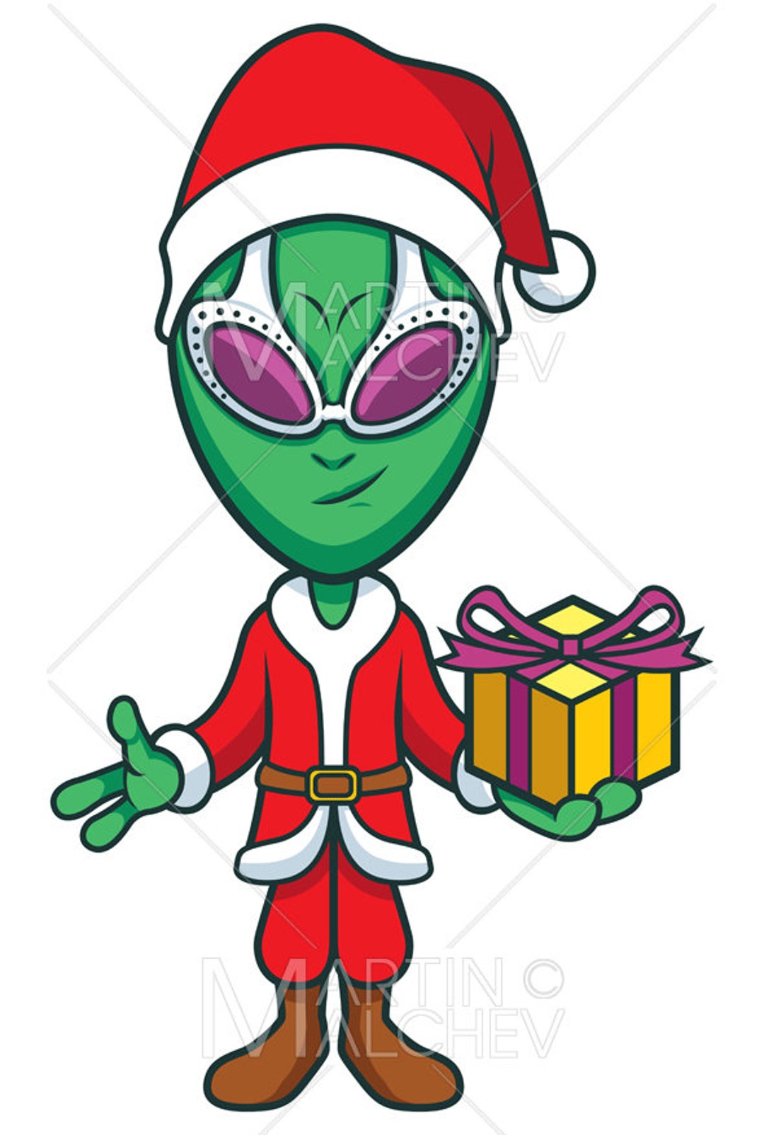 Alien Santa Claus Vector Illustration Face, Portrait, Head, Avatar, Ufo ...