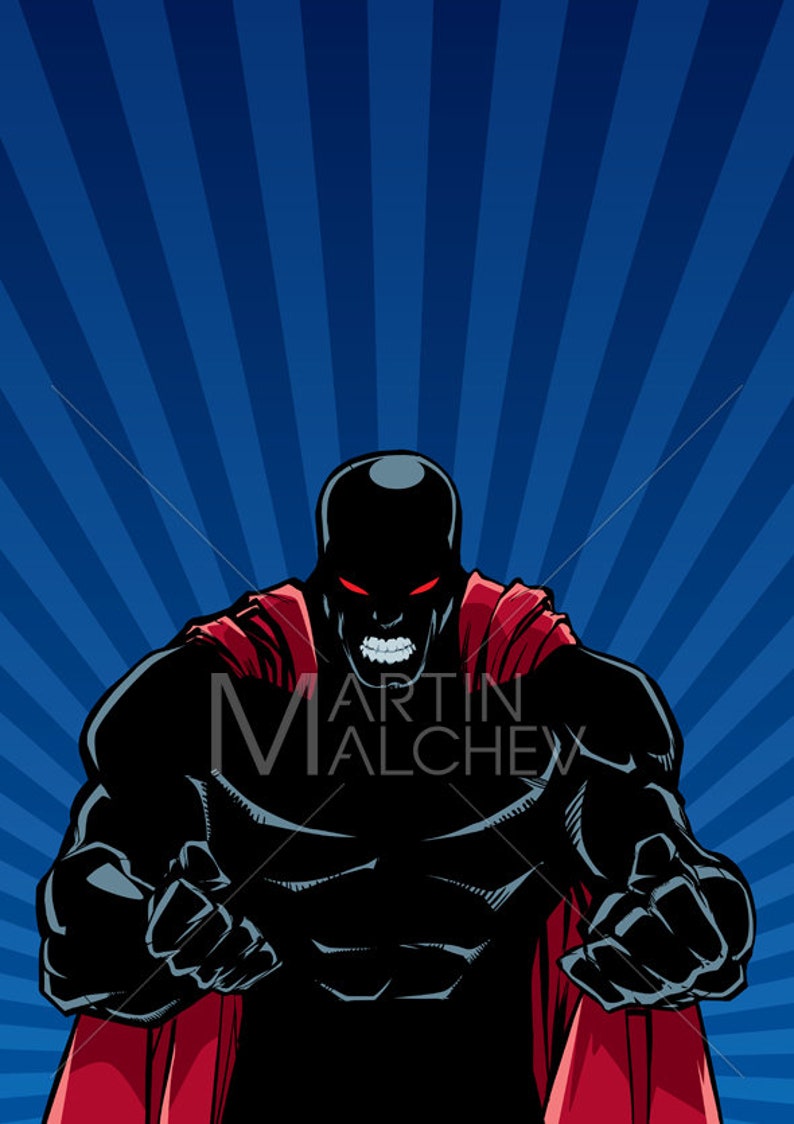 Raging Superhero Ray Light Background Silhouette Vector Illustration ...