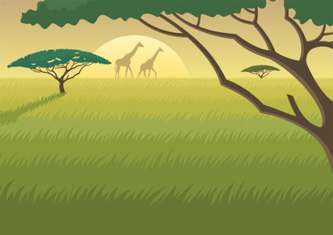 African Safari Landscape Drawing